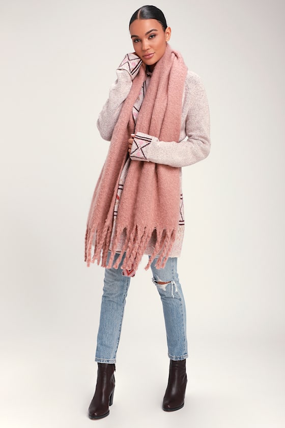 Cute Blush Pink Scarf - Cozy Blush Scarf - Fuzzy Blush Scarf - Lulus