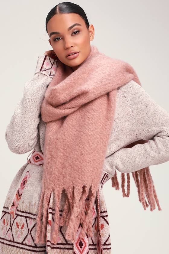 Cute Blush Pink Scarf - Cozy Blush Scarf - Fuzzy Blush Scarf - Lulus