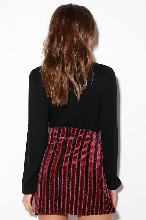 Cute Plum Purple Skirt - Striped Skirt - Ruffled Mini Skirt - Lulus