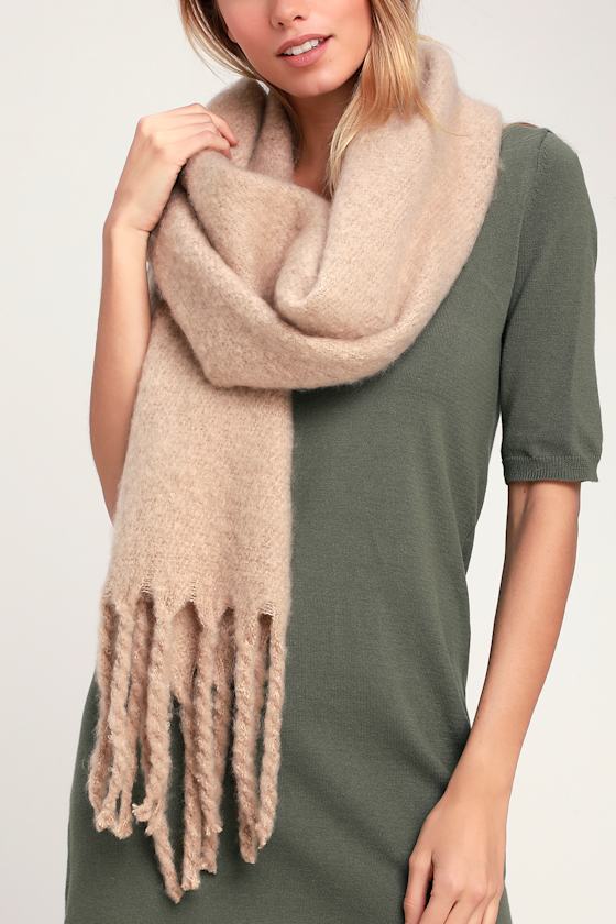 Cute Beige Scarf - Cozy Beige Scarf - Fuzzy Beige Scarf - Lulus
