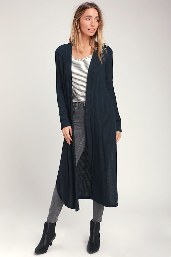 LUSH Sweater - Long Sweater - Ribbed Sweater - Navy Blue Sweater - Lulus