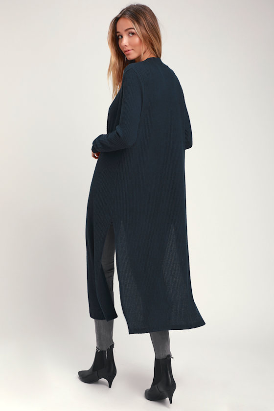 LUSH Sweater - Long Sweater - Ribbed Sweater - Navy Blue Sweater - Lulus