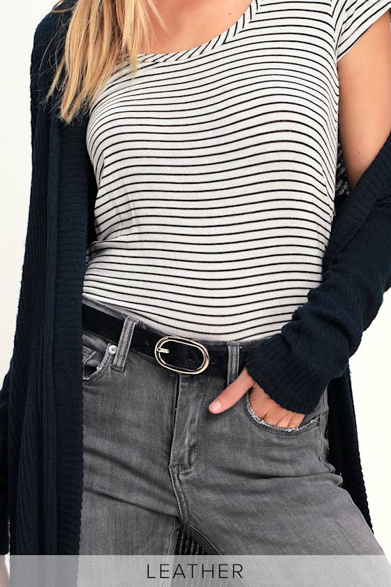 Cute Black and Gold Belt - Pony Fur Belt - Leather Belt - Lulus
