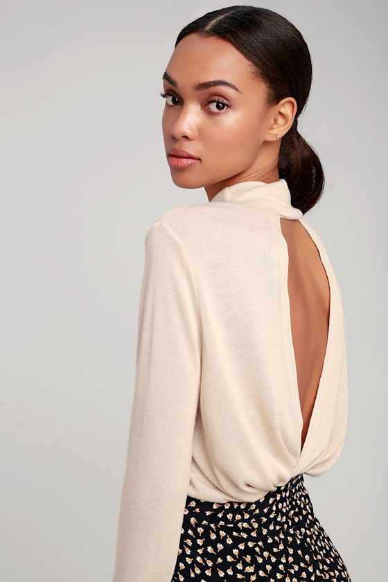 Cute Beige Top - Sweater Top - Backless Sweater Top - Top - Lulus
