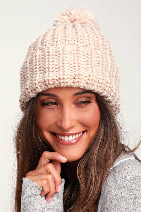 Cute Blush Beanie - Knit Beanie - Pom Pom Beanie - Lulus
