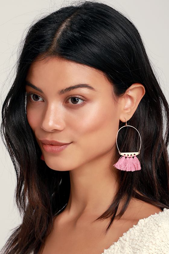 Boho Earrings - Gold and Rusty Rose Earrings - Tassel Earrings - Lulus