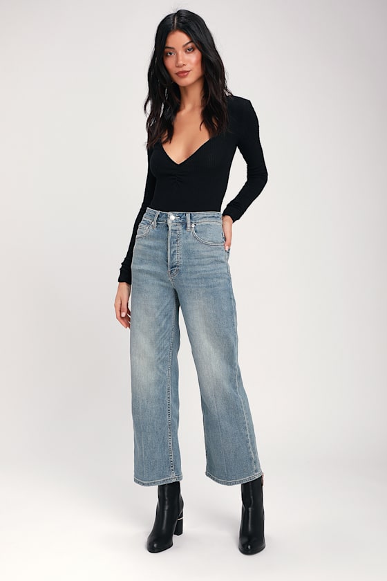 Free People Cozy Up With Me - Black Bodysuit - Ribbed Bodusuit - Lulus