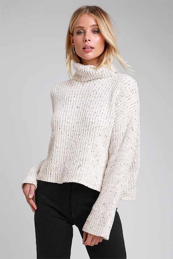 RD Style - Beige Marled Sweater - Chenille Turtleneck Sweater - Lulus