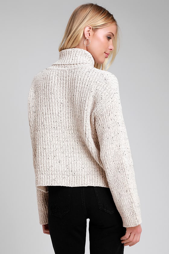 RD Style - Beige Marled Sweater - Chenille Turtleneck Sweater