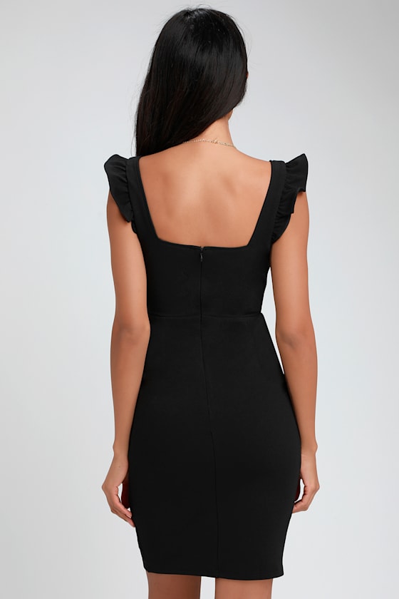 Cute Black Dress - Bodycon Dress - Ruffled Dress - LBD - Lulus