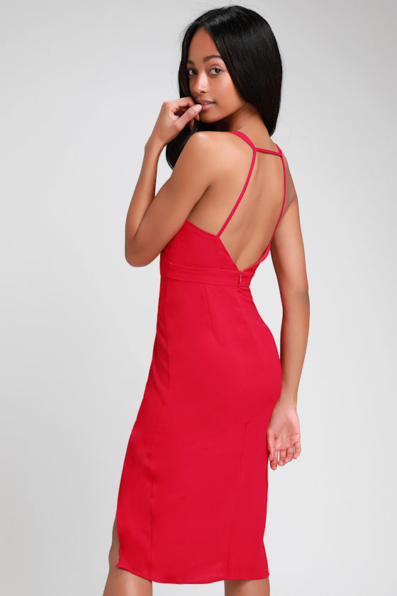Sexy Red Dress - Bodycon Dress - Backless Dress - Midi Dress - Lulus