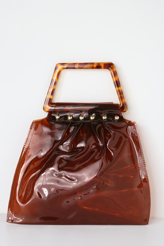 Cool Brown Vinyl Purse - Tortoise Purse - Clear Vinyl Purse - Lulus