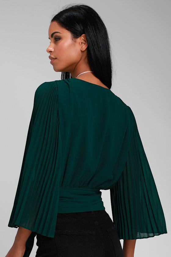 Cute Forest Green Top - Wrap Top - Pleated Top - Green Top - Lulus