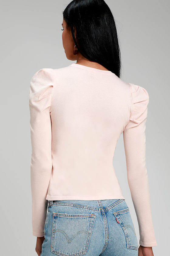 Chic Pale Pink Sweater Top - Statement Sleeve Sweater Top - Top - Lulus