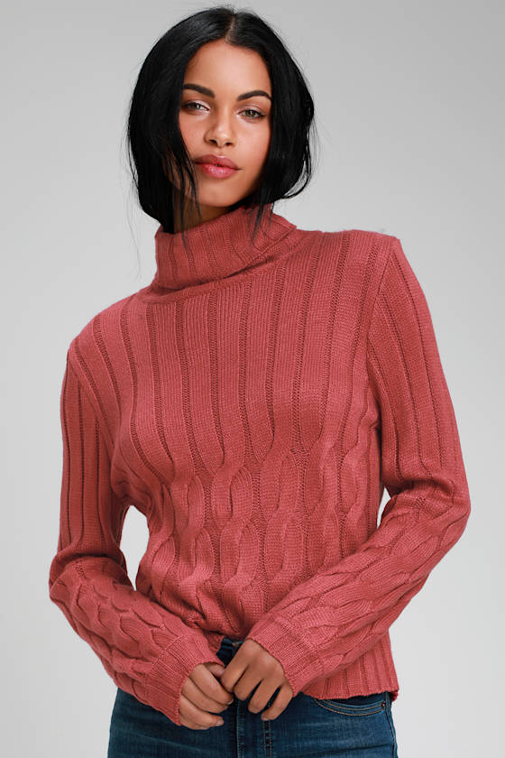 Cute Rusty Rose Sweater - Turtleneck Sweater - Sweater - Lulus
