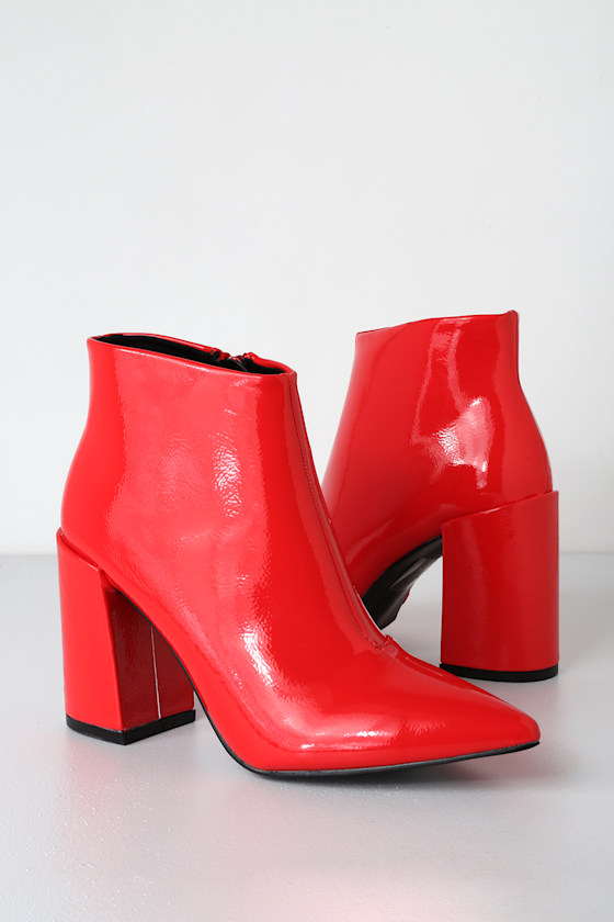 Cool Red Patent Booties - Red Booties - Red Ankle Booties - Lulus
