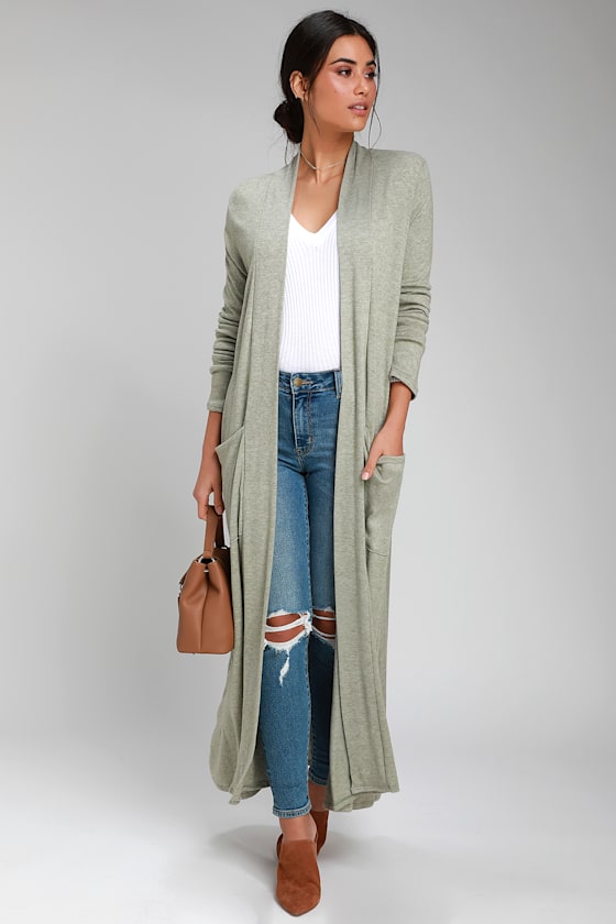 Cute Sage Green Duster - Long Sweater - Knit Duster - Sweater - Lulus