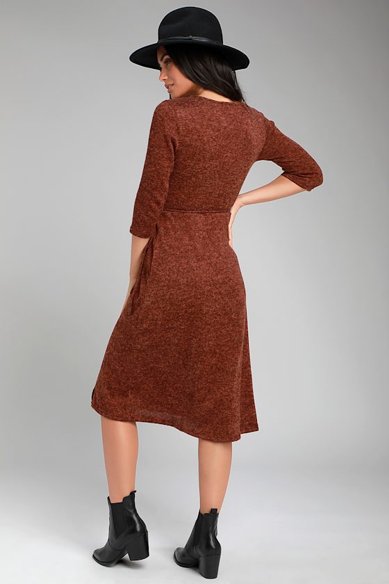 Cute Rust Red Dress - Wrap Dress - Half-Sleeve Dress - Lulus