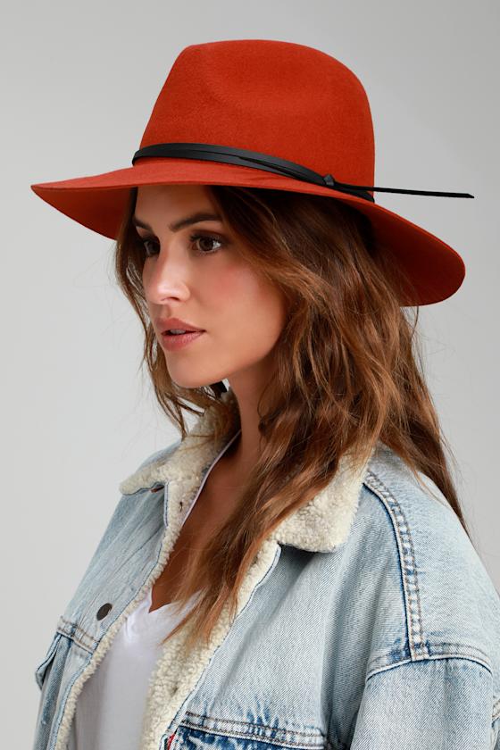 Chic Rust Orange Hat - Fedora Hat - Felted Wool Hat - Lulus