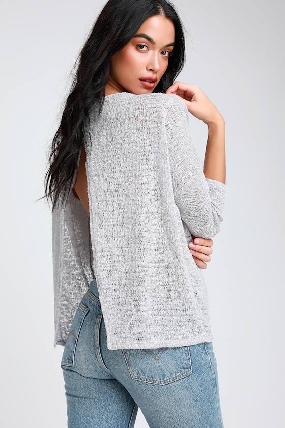 Cute Light Grey Sweater Top Surplice Back Sweater Top Top Lulus