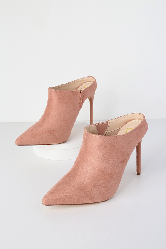 Cute Mauve Mules - Stiletto Mules - Vegan Suede Mules - Lulus