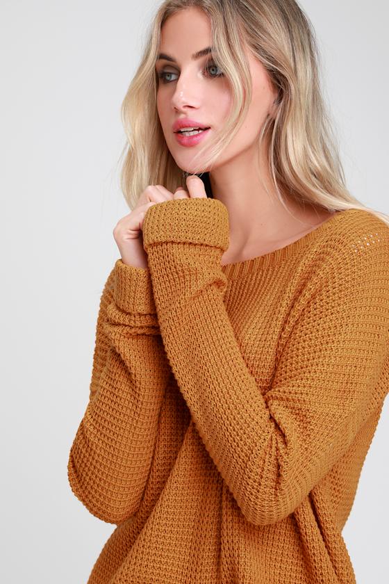 Cute Dark Yellow Sweater - Oversized Sweater - Relaxed Sweater - Lulus