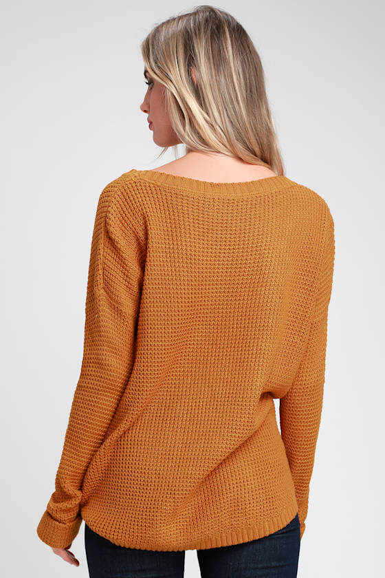 Cute Dark Yellow Sweater - Oversized Sweater - Relaxed Sweater - Lulus