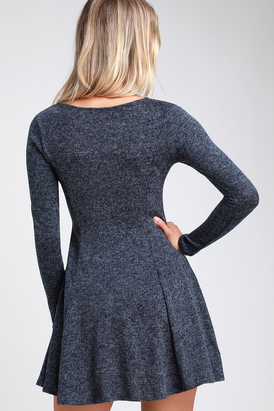 Cute Skater Dress Navy Blue Skater Dress Knit Skater Dress Lulus