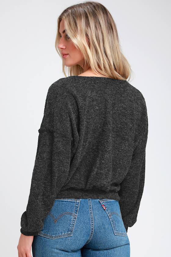 Cute Black Sweater - Heather Black Sweater - Nubby Sweater - Lulus