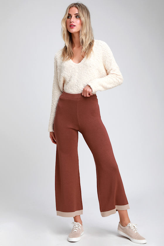 Cool Color Block Pants - Taupe and Brown Pants - Lounge Pants - Lulus