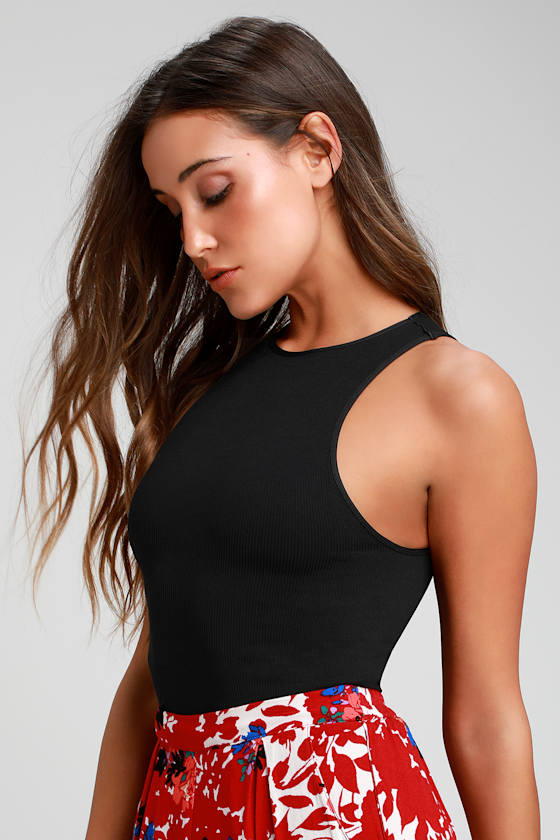 Cute Black Tank Top - Black Crop Top - Black Ribbed Crop Top - Lulus
