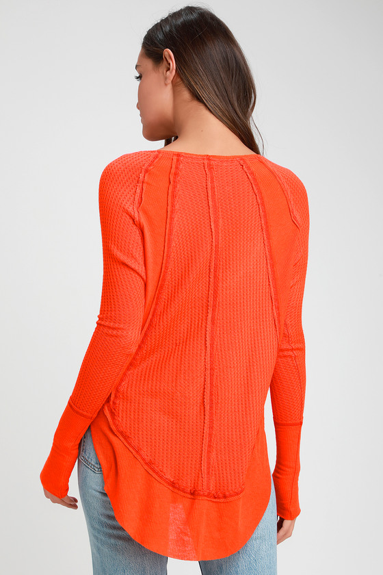 Free People Catalina Orange Long Sleeve Top Thermal Shirt Lulus