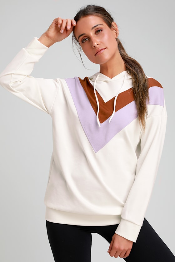 Cute Color Block Hoodie - White Hoodie - Lightweight Hoodie - Lulus