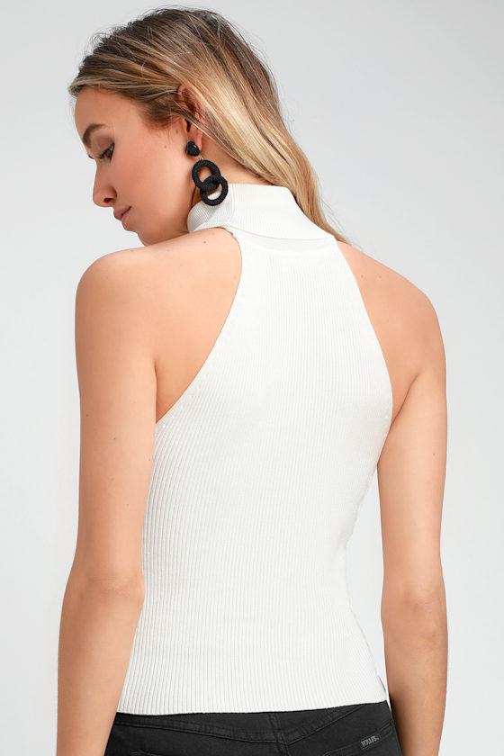 Cute Cream Black Top - Sweater Top -Sleevless Turtleneck Top - Lulus