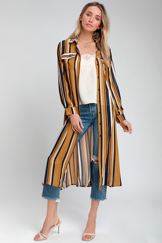 Cute Duster - Golden Yellow Duster - Striped Duster - Duster - Lulus