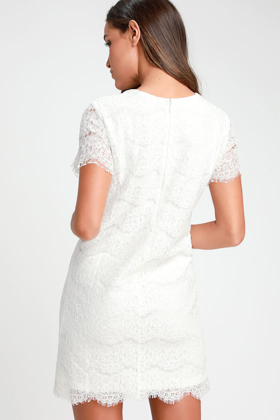 Pretty Ivory Lace Dress - Ivory Dress - Shift Dress - Ivory Dress - Lulus