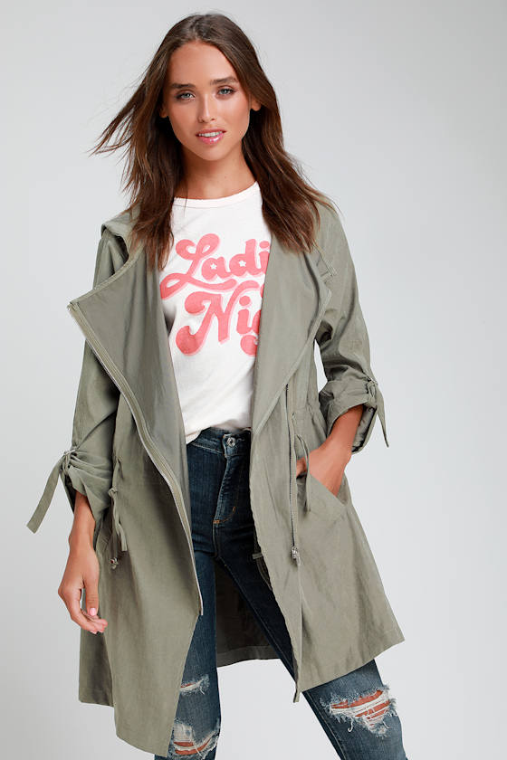 Cute Washed Olive Green Jacket - Lightweight Jacket - Jacket - Lulus