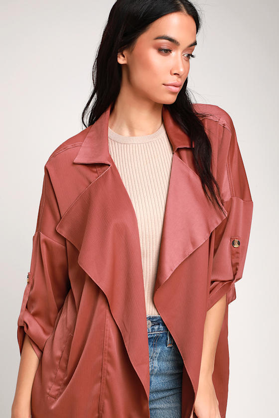 Sleek Rusty Rose Jacket - Satin Jacket - Lightweight Jacket - Lulus