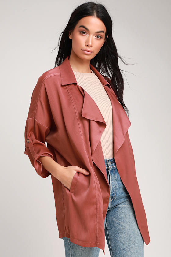 Sleek Rusty Rose Jacket - Satin Jacket - Lightweight Jacket - Lulus