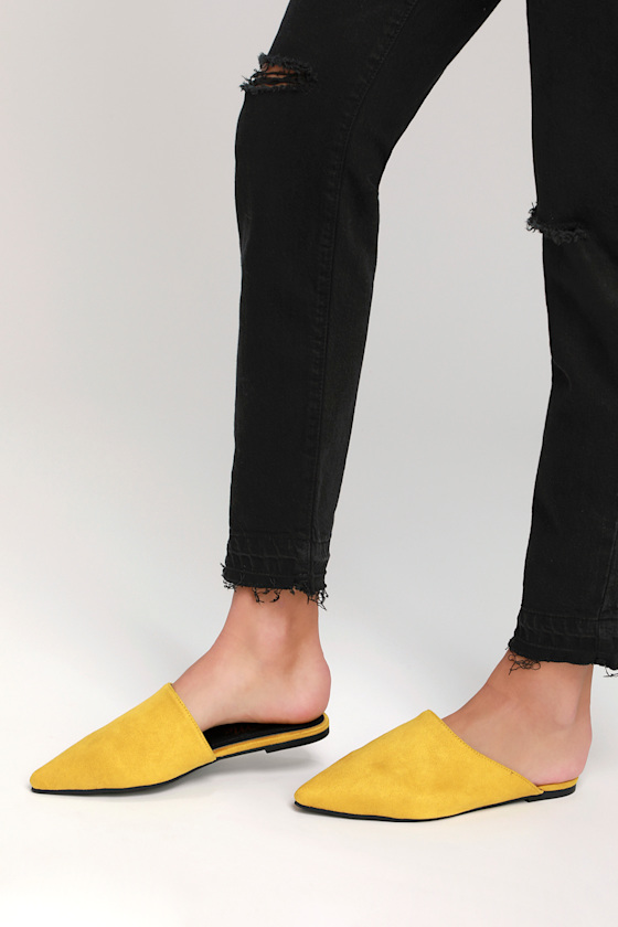 Chic Mustard Yellow Mules - Pointed-Toe Slides - Slip-On Mules - Lulus