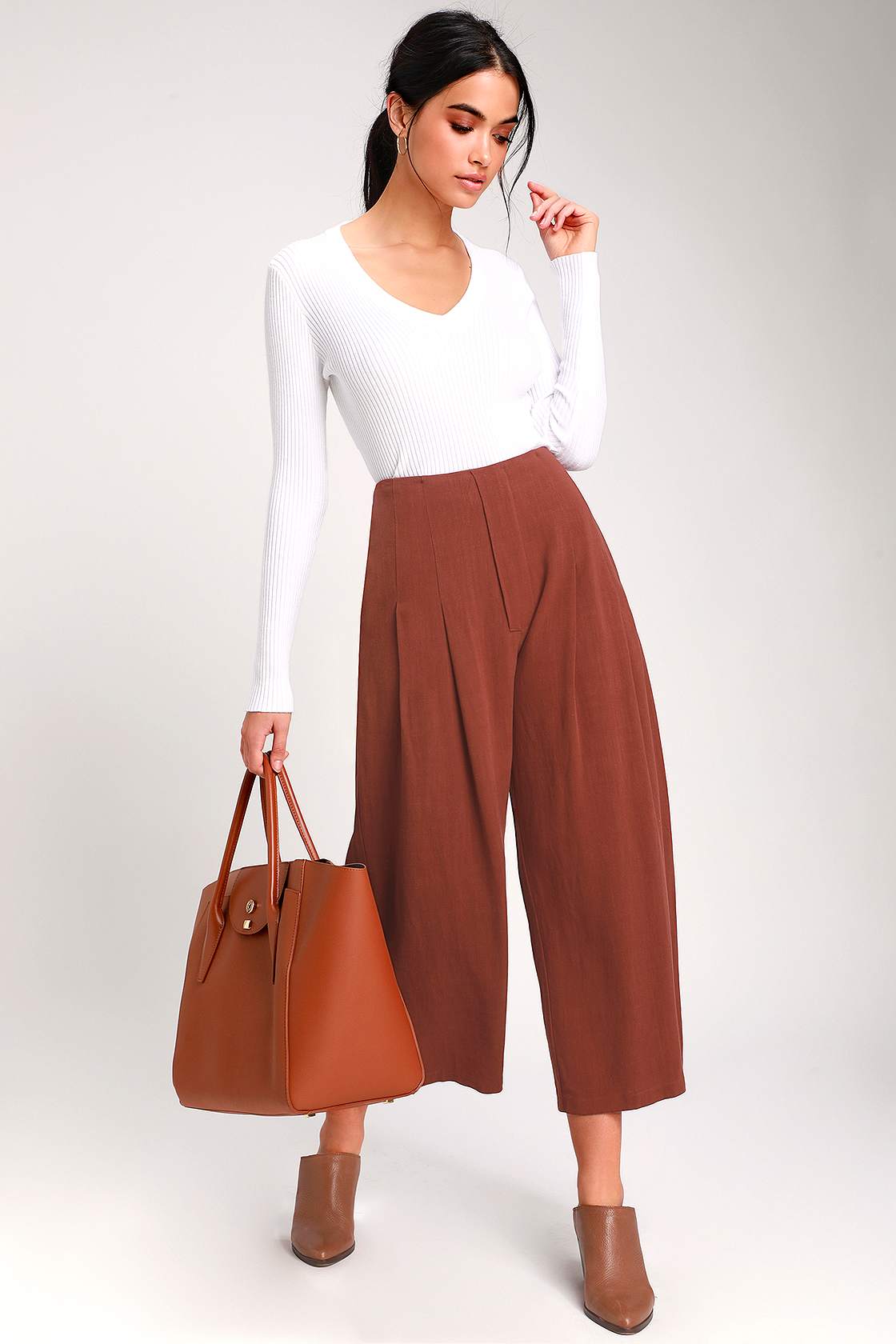 Cute Rust Brown Pants - Wide-Leg Pants - Culotte Pants - Lulus