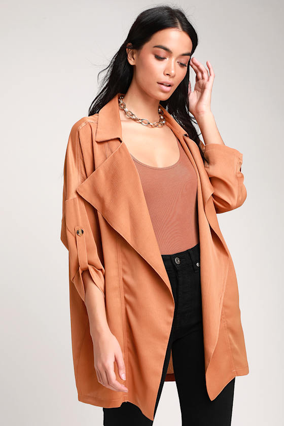 Sleek Light Brown Jacket - Satin Jacket - Lightweight Jacket - Lulus