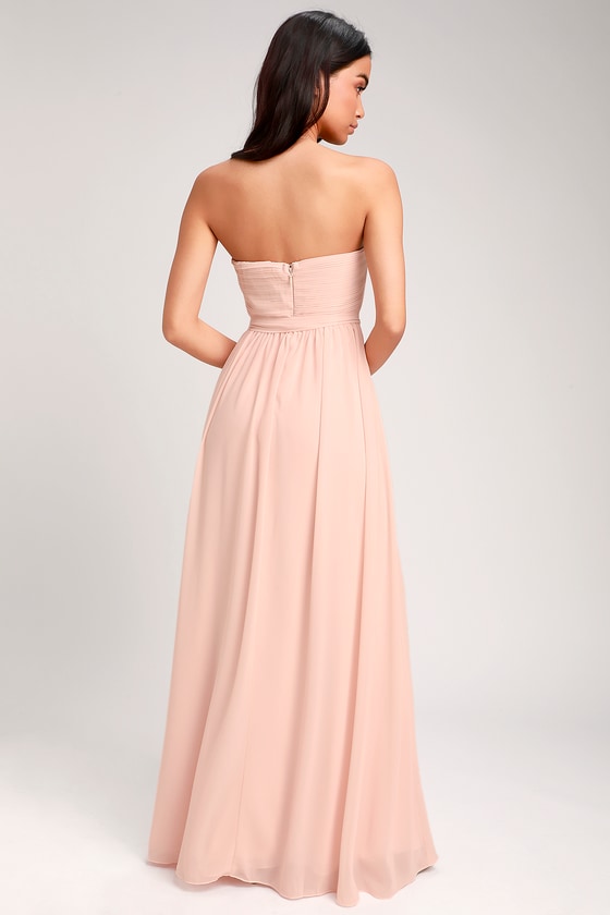 Glam Blush Pink Dress Strapless Maxi Dress Chiffon Maxi Dress Lulus