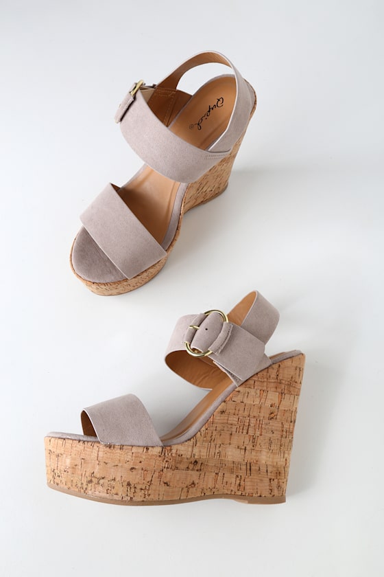 Taupe Sandals - Wedge Sandals - Cork Wedge Sandals - Wedges - Lulus