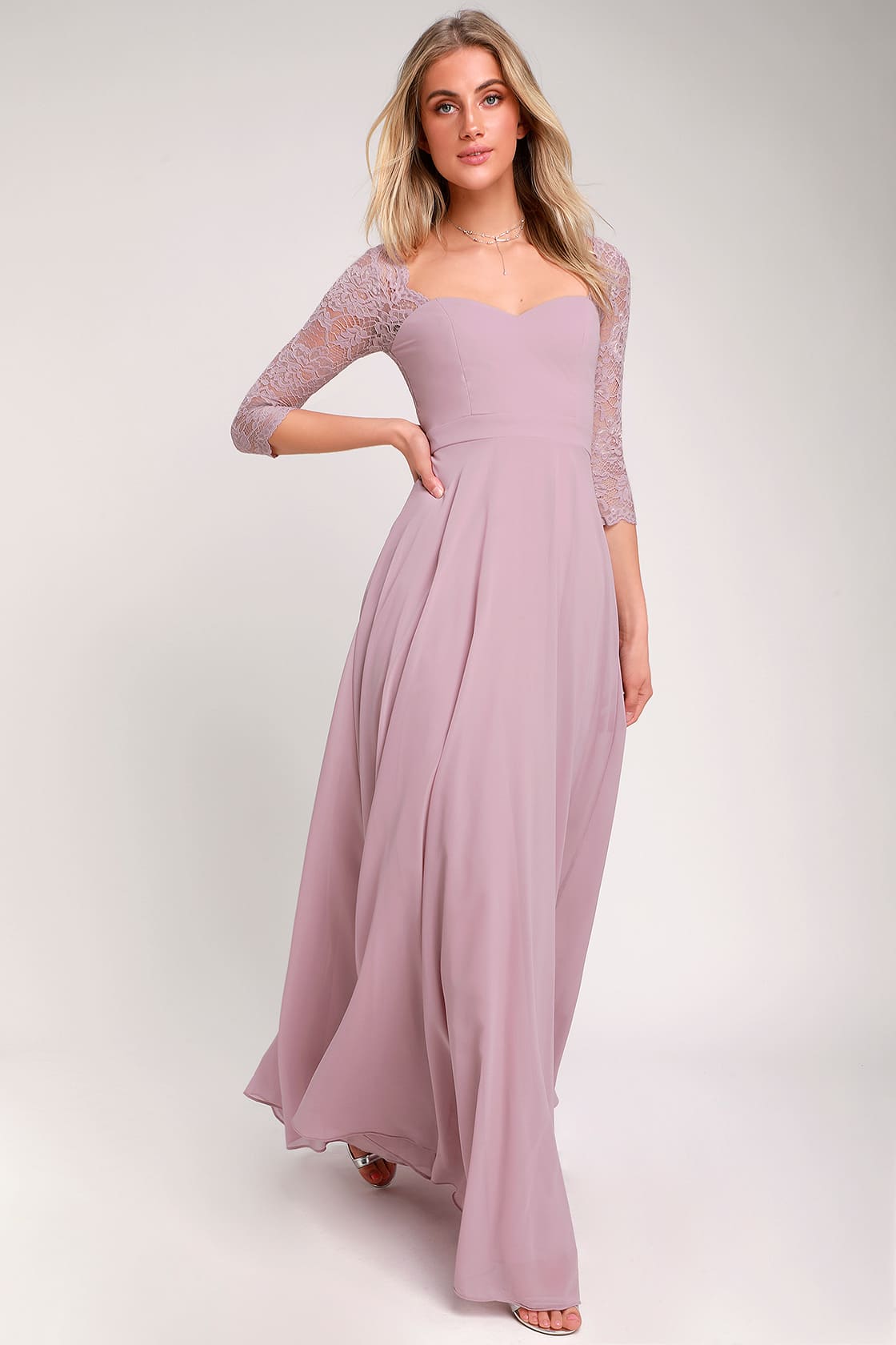 Lovely Dusty Lavender Dress - Lace Maxi Dress - Lace Dress - Lulus