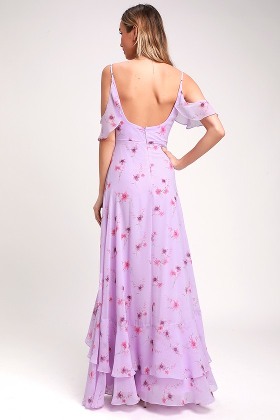 Lovely Lilac Dress Floral Print Dress Purple Maxi Dress Lulus