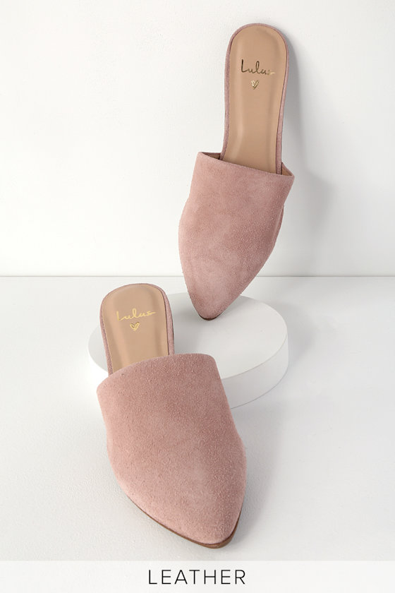 Cute Mauve Slides - Pointed-Toe Slides - Mauve Suede Slides - Lulus