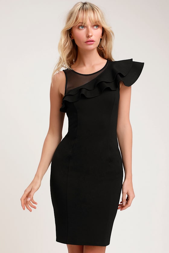 Sexy Black Dress - Little Black Dress - Ruffled Bodycon Dress - Lulus