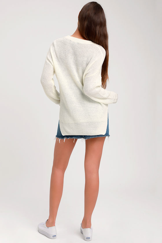 Cute Ivory Sweater - Knit Sweater - Lightweight Sweater - Lulus