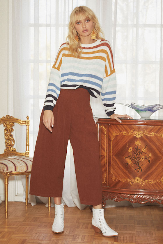 Cute Rust Brown Pants - Wide-Leg Pants - Culotte Pants - Lulus